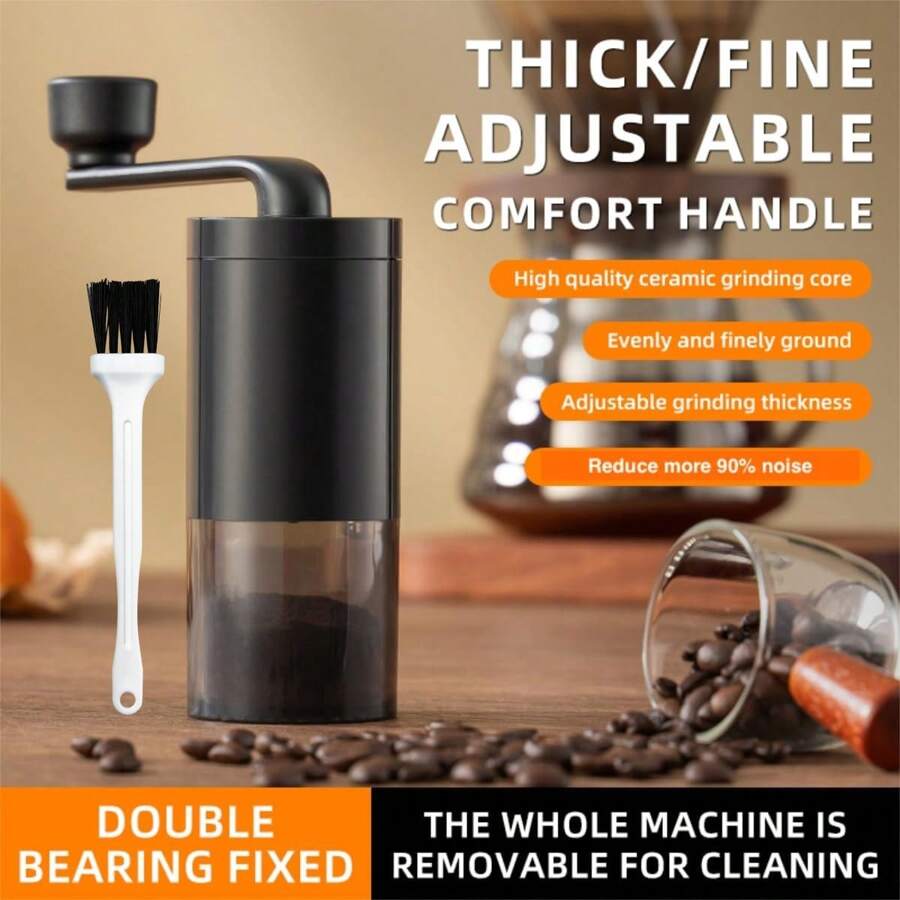 Manual Conical Burr Coffee Grinder, Ceramic Grinder, Hand Crank, Quiet ...