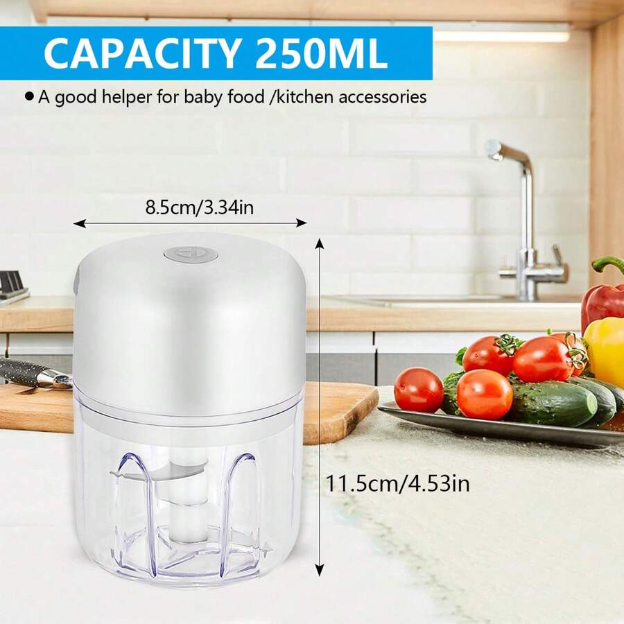 250ML Electric Garlic Chopper, Wireless Mini Portable Veggie Chopper, Garlic Grinder Masher ...