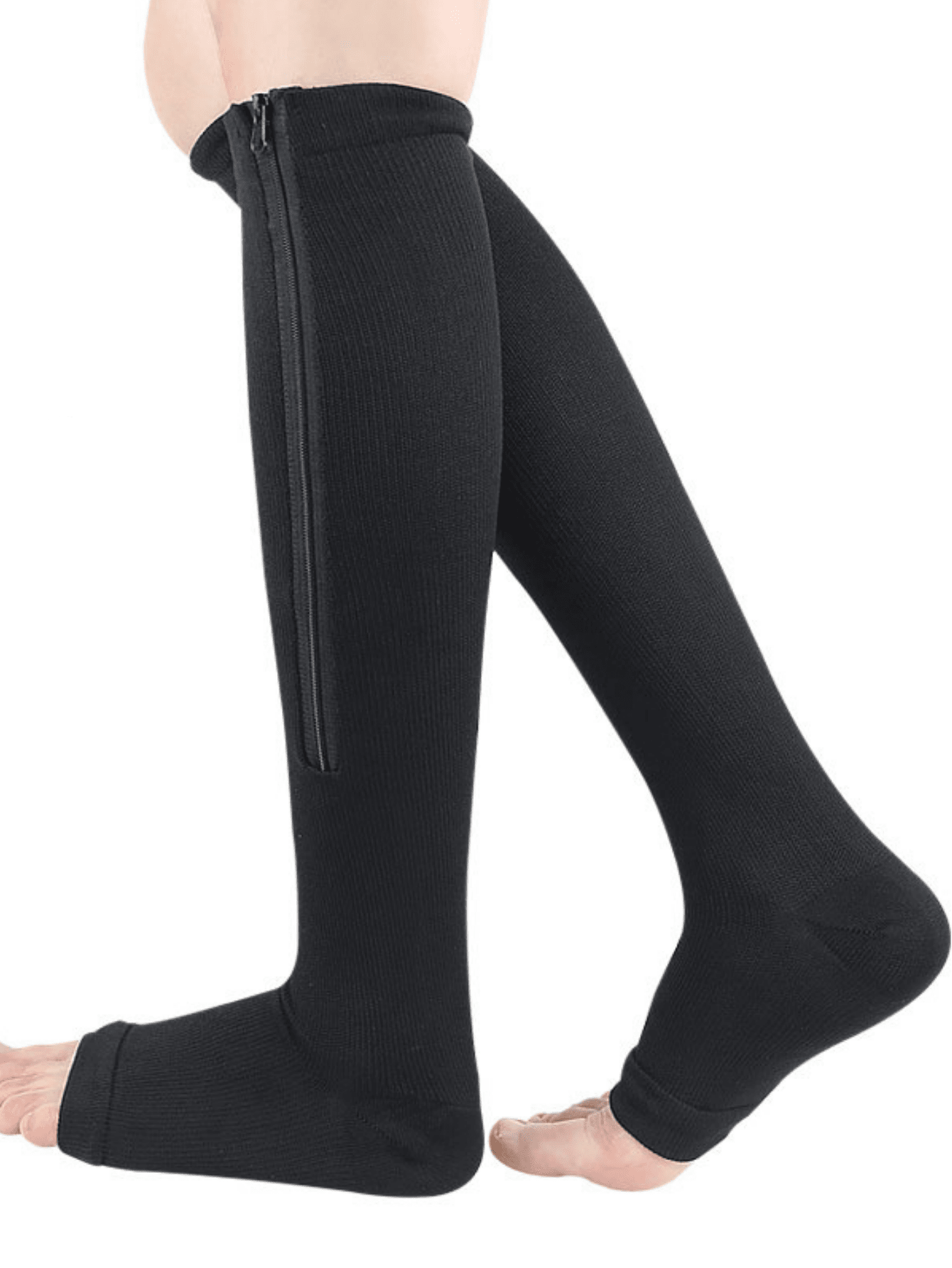 1 Pair Breathable Moisture-Wicking Toe-Less Compression Socks With ...