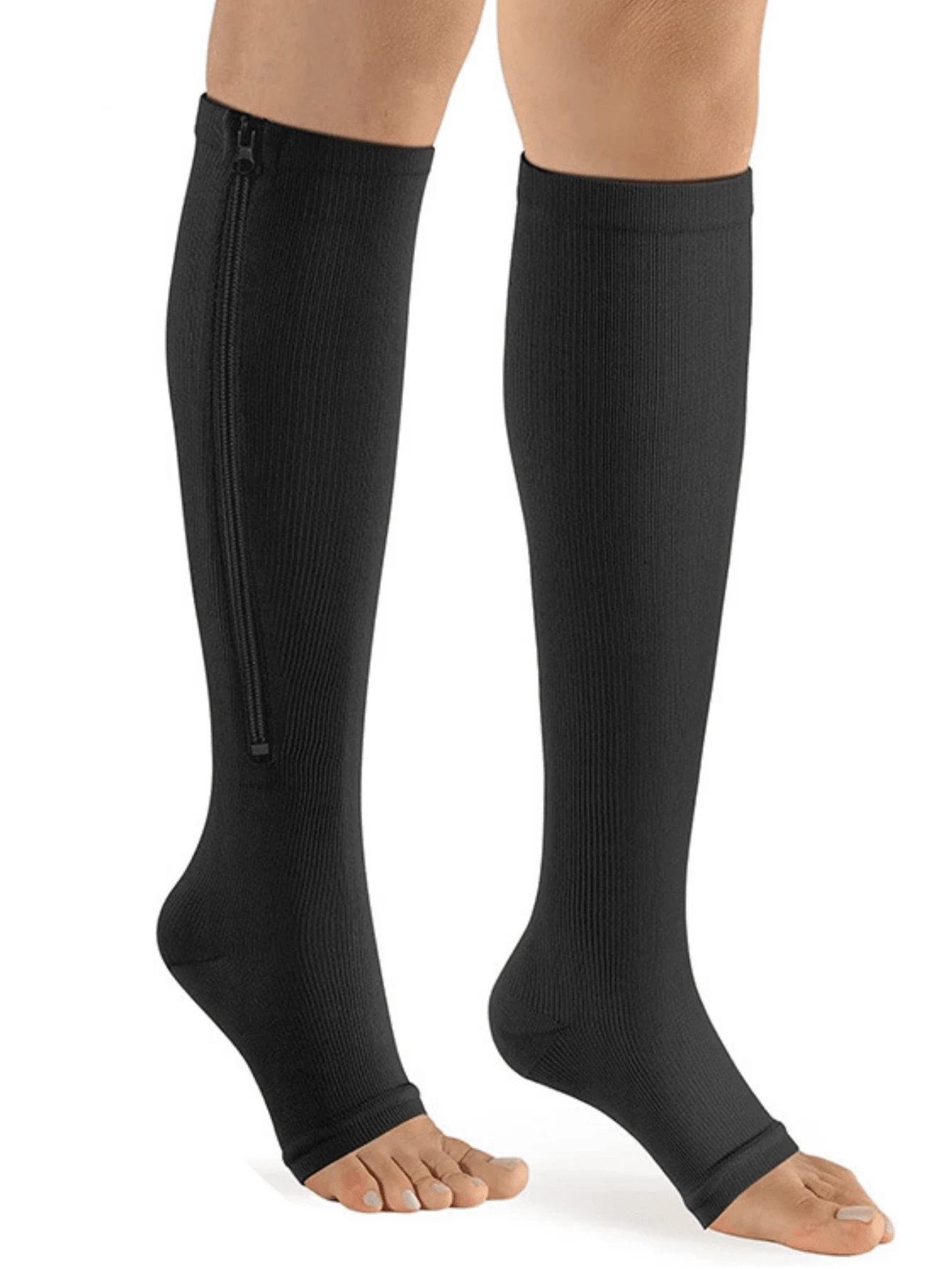 1 Pair Breathable Moisture-Wicking Toe-Less Compression Socks With ...