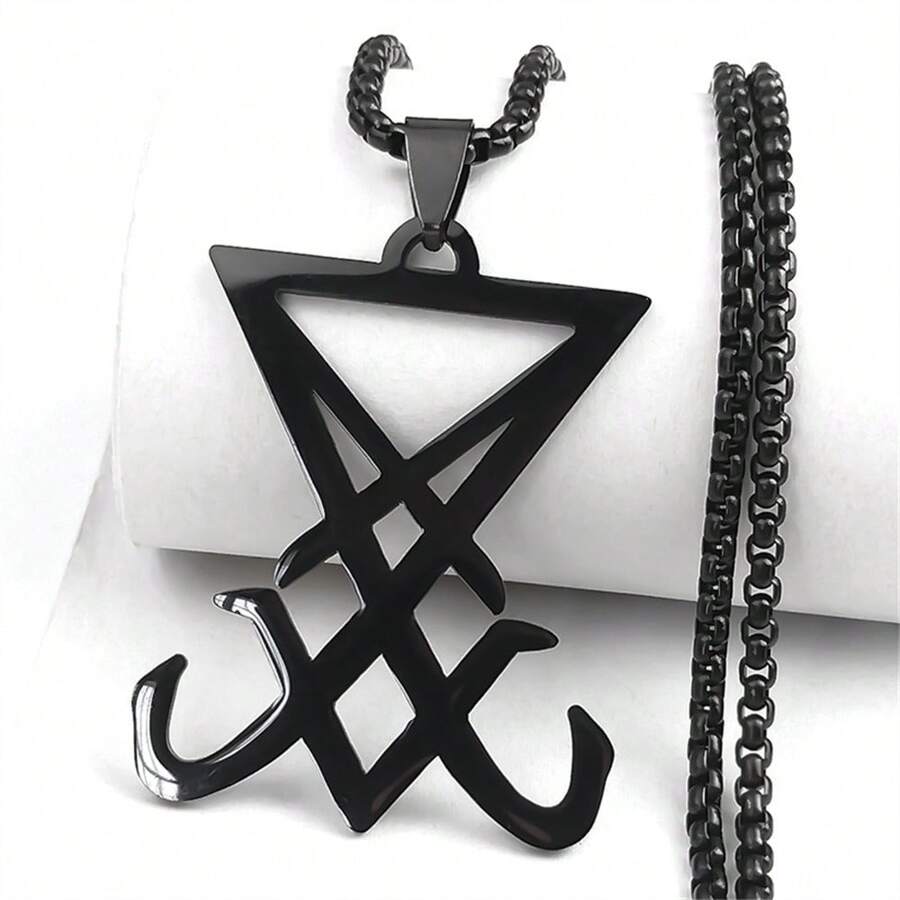 Sigil Of Satan Stainless Steel Statement Necklace Seal Of LaVey Hidden ...