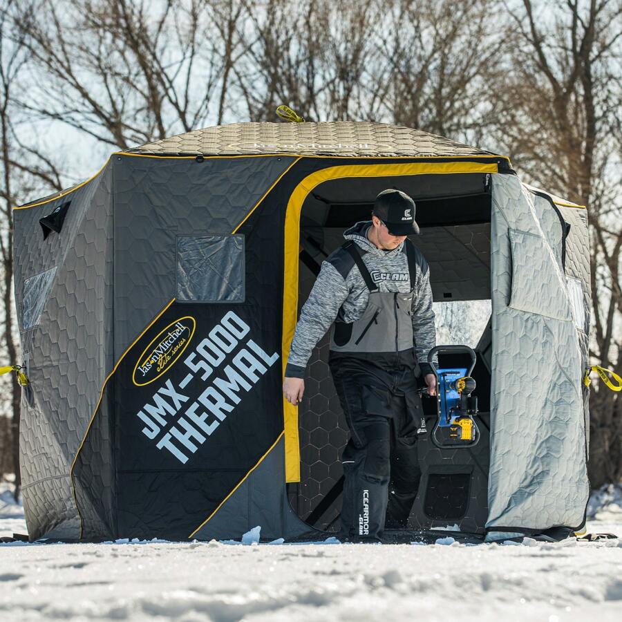 Clam CLAM Jason Mitchell X5000 Portable 9 Ft 6 Person Ice Fishing ...