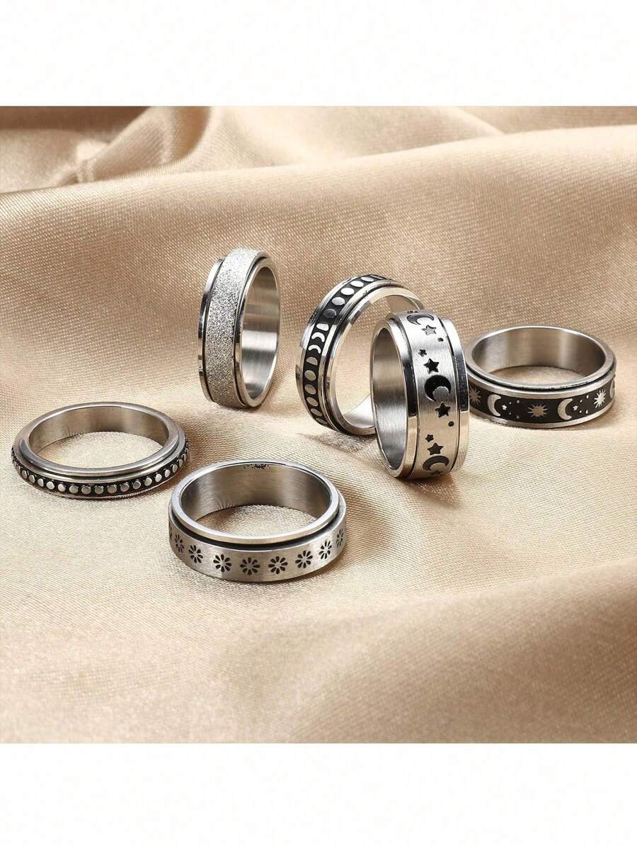 AVYRING Anillos antiestrés de 3 a 6 piezas de acero inoxidable con ...