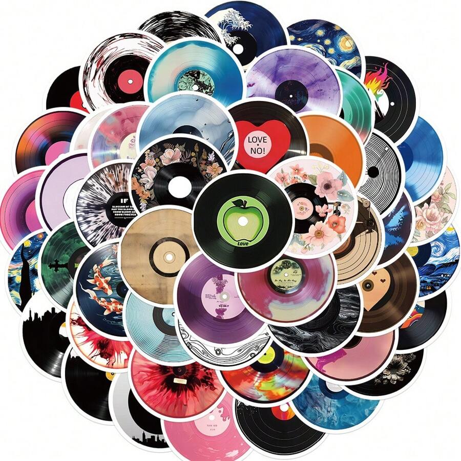50pcs Vinyl Record Stickers, Personalized Decorative Stickers For ...