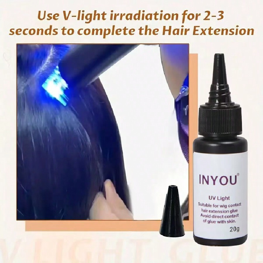 20g Transparent UV Hair Extension Glue - Fast Curing, V-Light Formula ...