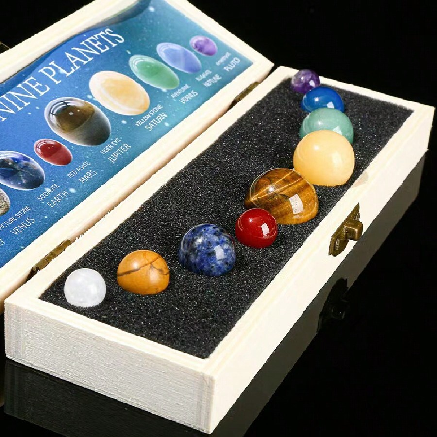 1 Set Natural Crystal Solar System With 9 Planets, Crystal Mineral ...
