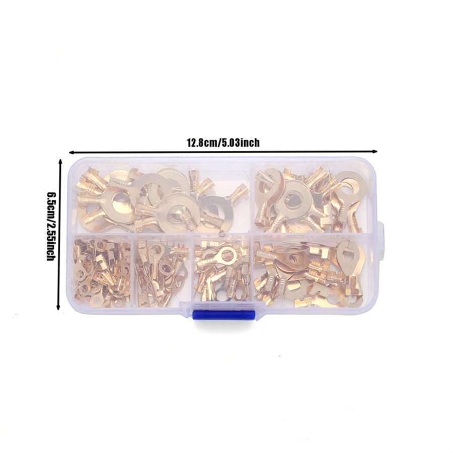 150pcs Golden-Plated Copper Ring Crimp Terminal Kit - Cable & Wire ...