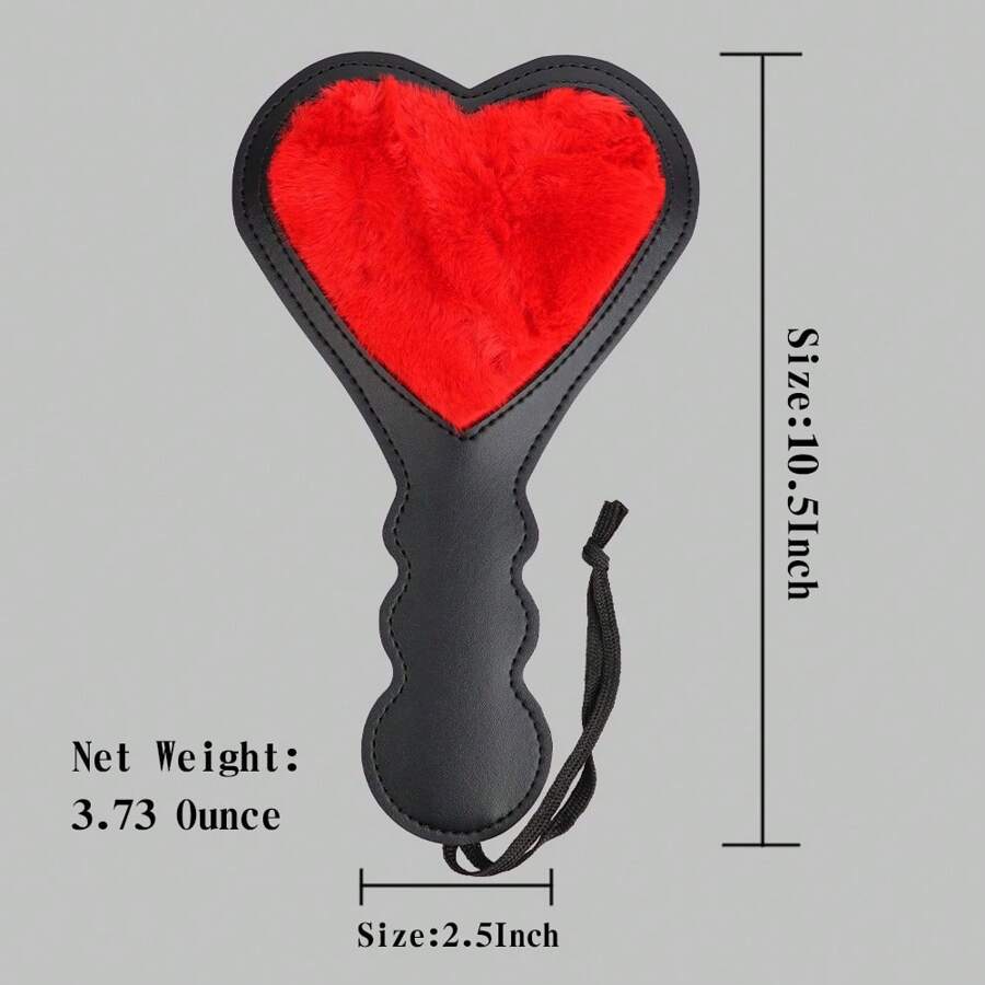 Heart PU Leather Paddle With Fuzz Fetish Spanking Adult Punish ...
