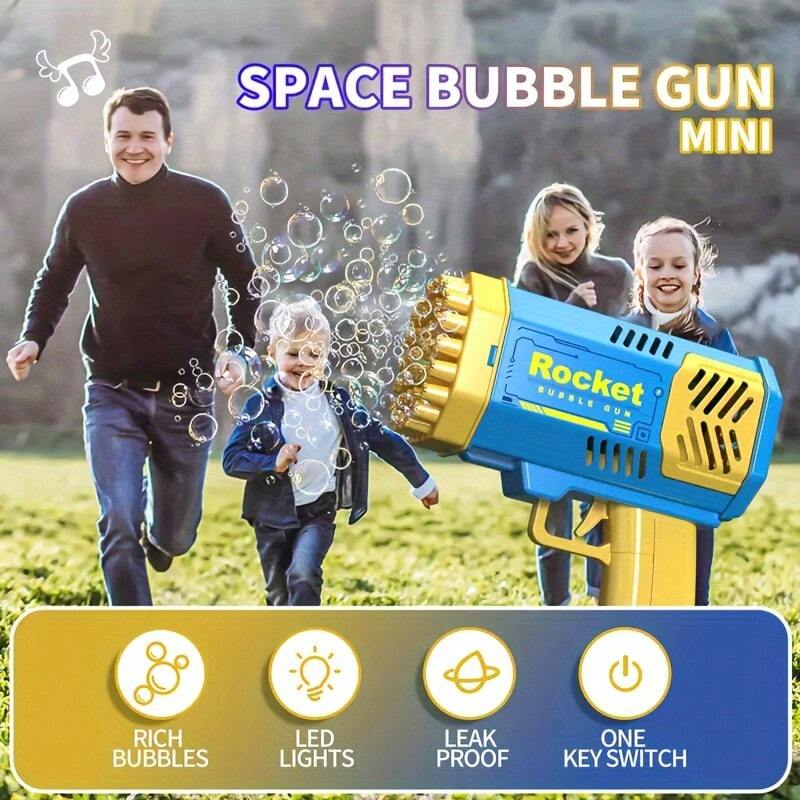 2-Piece Set Of Children's Bubble Machine, 40 Hole Rocket Bubble Machine ...