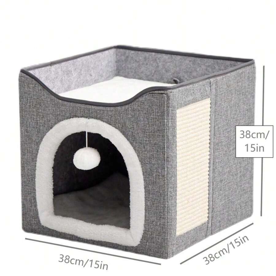 2-Level Cat House For Indoor Cats - Small Cat Towers With Scratch Pad ...