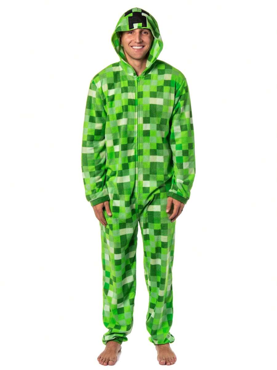Minecraft Minecraft Creeper Costume Pajama Outfit One Piece Union Suit ...