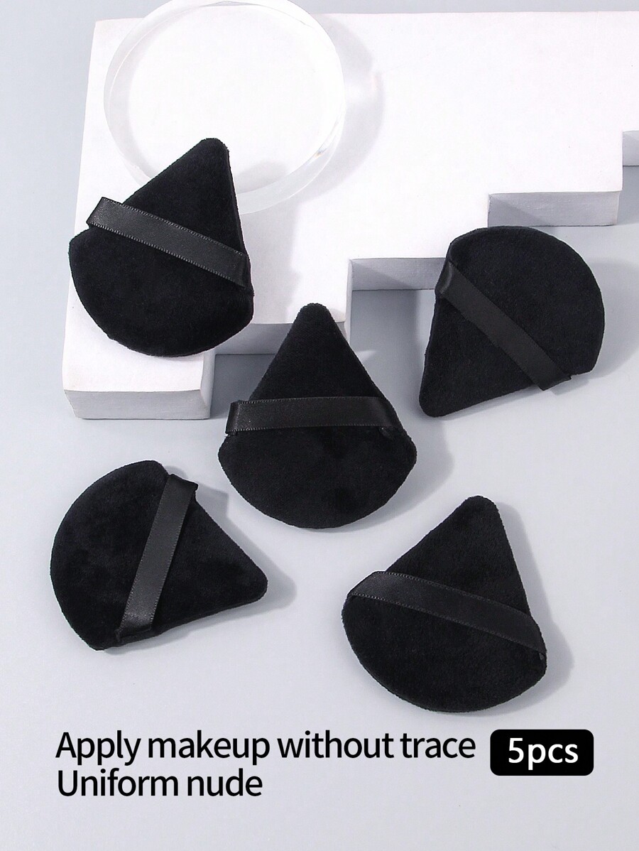 5 Pieces Of Soft Flocking Triangle Flocking Dry And Wet Makeup Powder ...