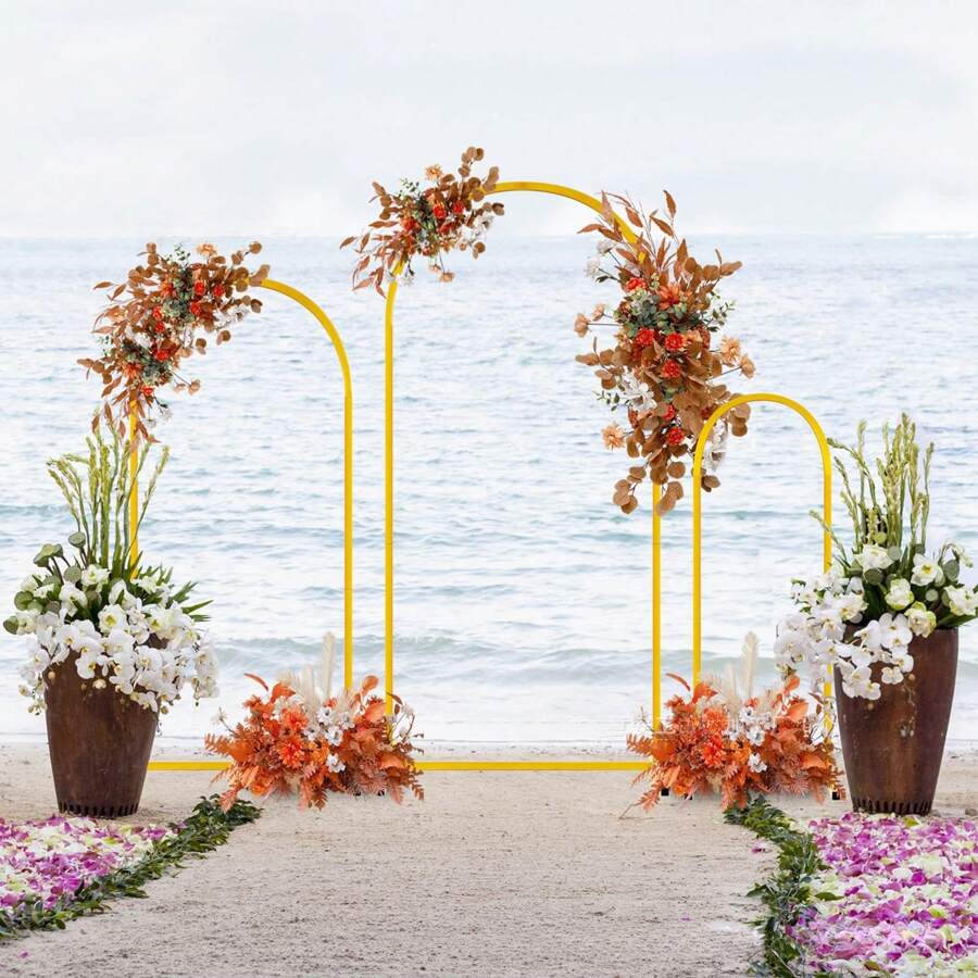 7.2x4FT Metal Arch Backdrop Stand Gold Wedding Balloon Arched Backdrop ...