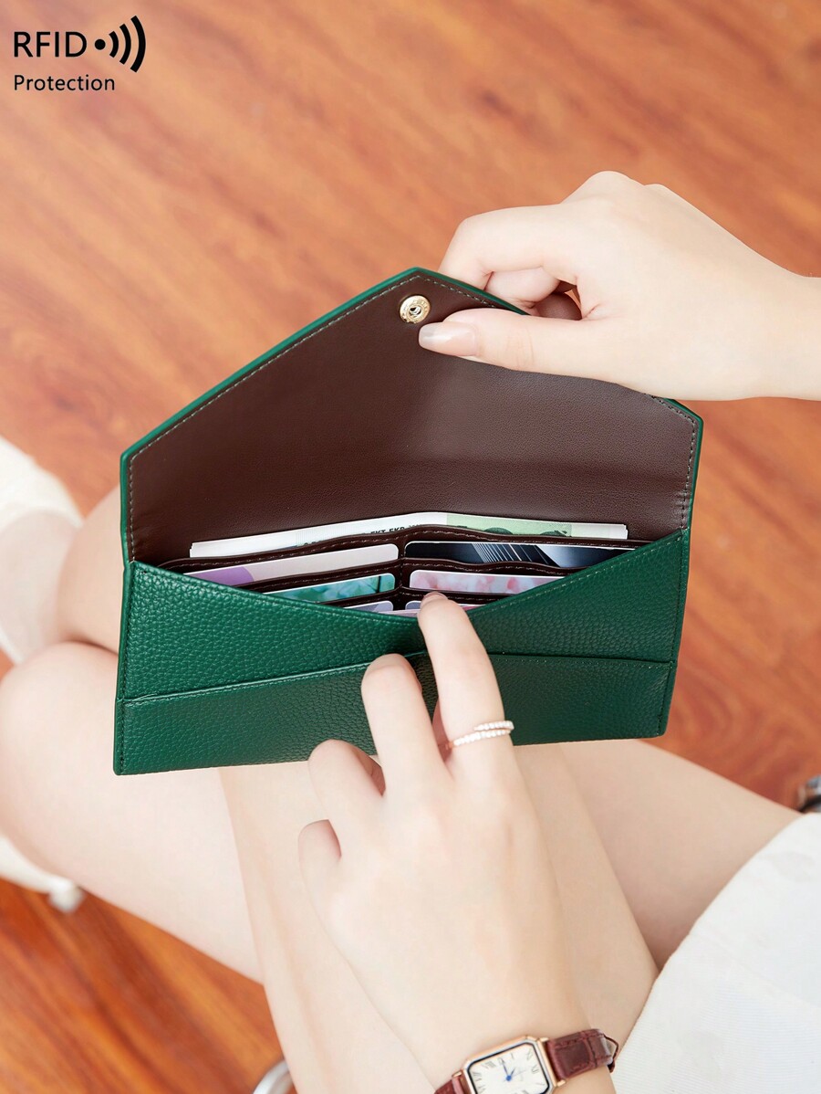 CHARM INFINITE RFID Anti-Theft New Women's Wallet Soft Leather Envelope ...