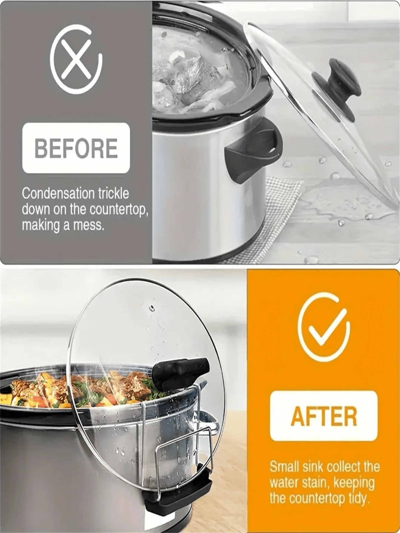 1pc Stainless Steel Lid Holder Rack With Silicone Drip Tray, Fits Most ...