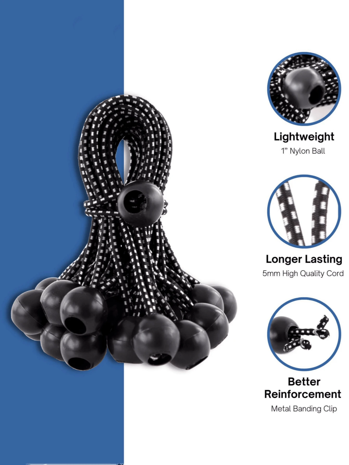 20pcs Elastic, Ball-Shaped Cord Locks For Tent Tarp Bungee Cords ...