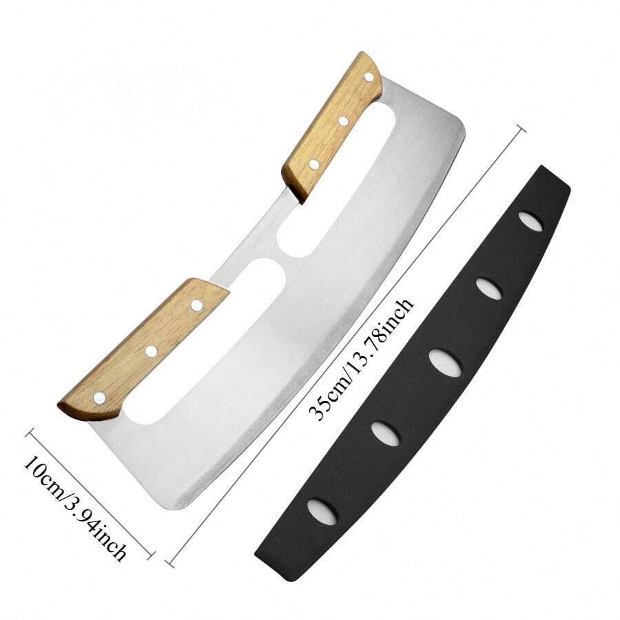 Wooden Handle Pizza Cutter Stainless Steel With Protective Cover Pizza ...