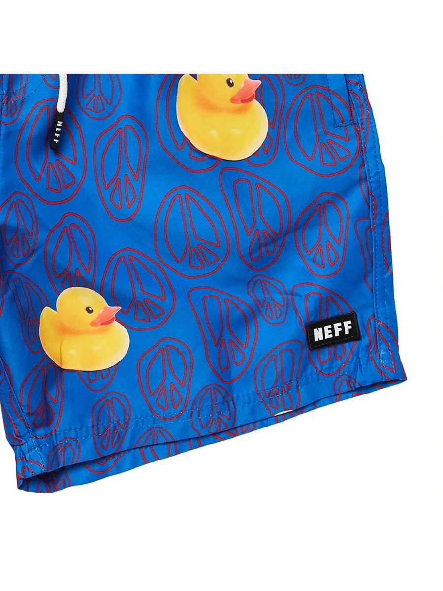 NEFF Men's Blue Ducky Peace Sign Daily Hot Tub Board Shorts For ...