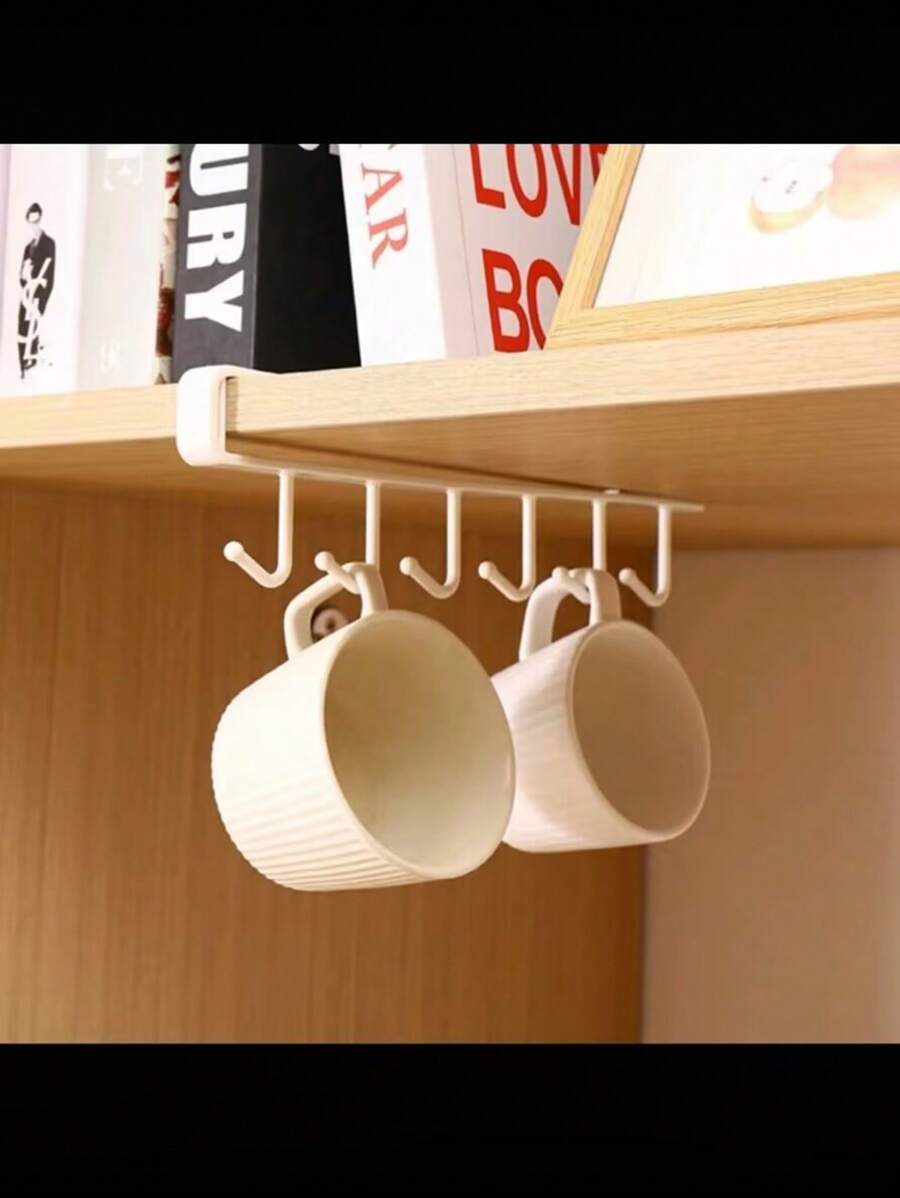 1pc Cabinet 6-Hook Storage Organizer Rack, Wardrobe Hanging Hooks ...
