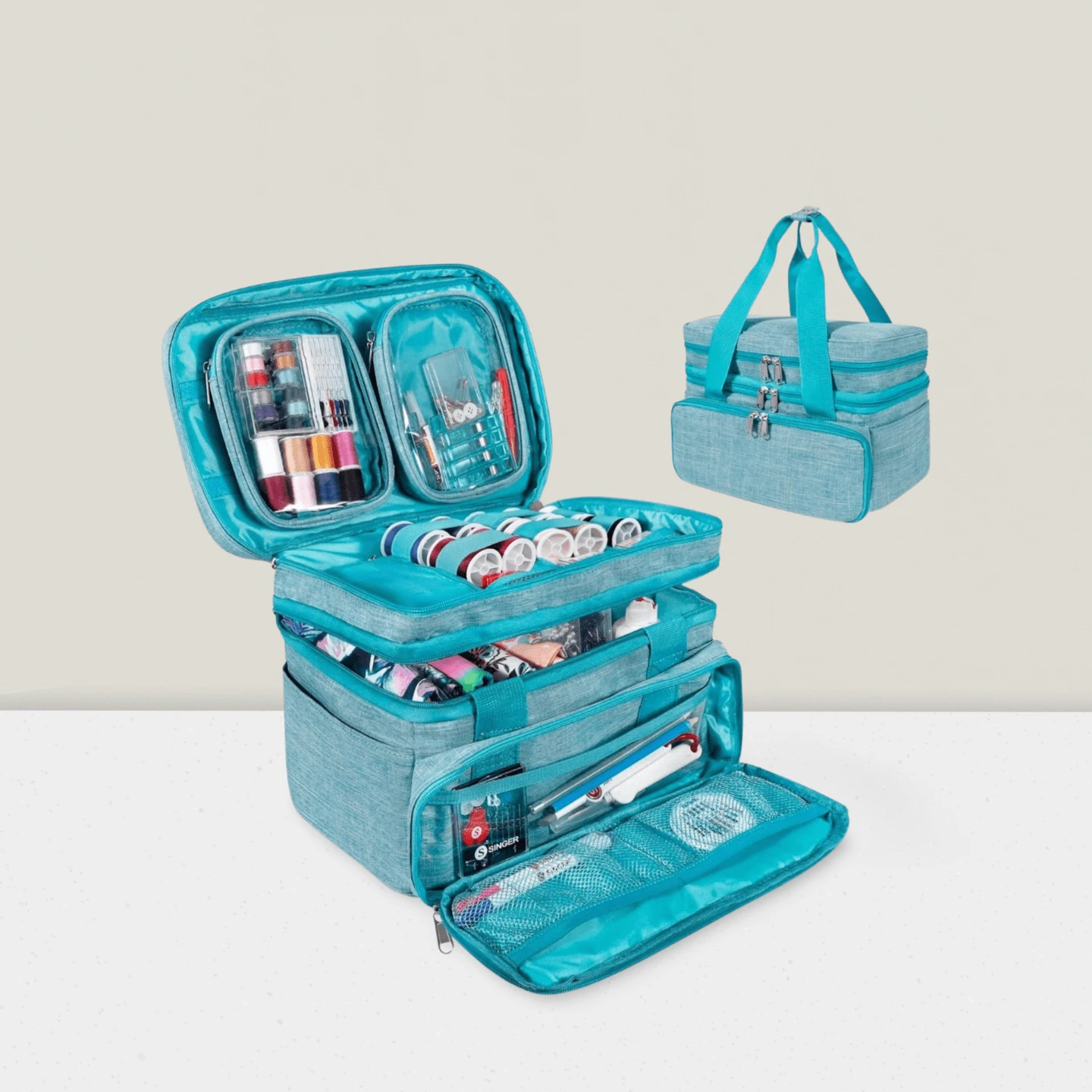 Sewing Accessories Organizer Double-Layer Portable Bag With 2 ...