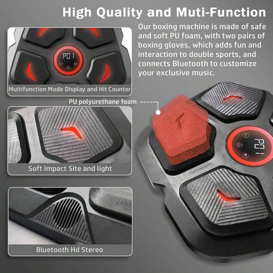 Bluetooth Boxing Trainer Set With Boxing Gloves, Wall Mounted Boxing ...
