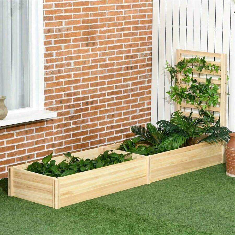 Log Flower Box Solid Wood Planting Box Rectangular Flowerpot Plant ...