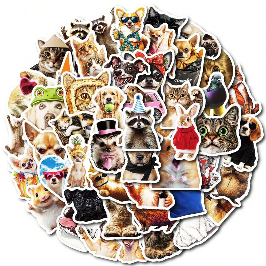 50pcs Cute Cartoon Cat Stickers Funny Dog Stickers MEME Stickers ...