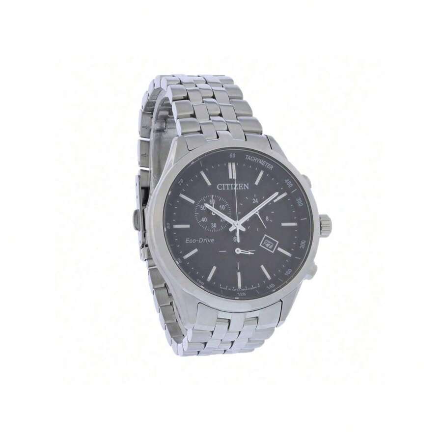 CITIZEN Citizen Eco Drive Mens Chronograph Stainless Steel Black Dial ...