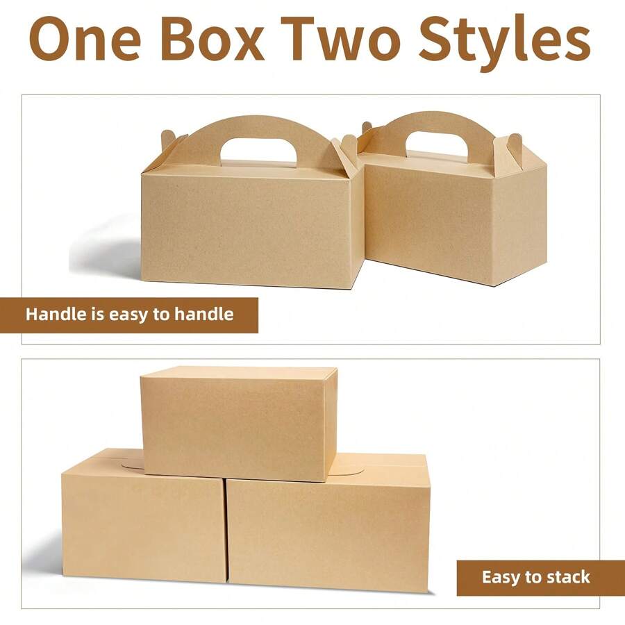 30 Pcs 6 X 3.5 X 3.5 Gable Treat Boxes Cardboard Paper With Handles ...