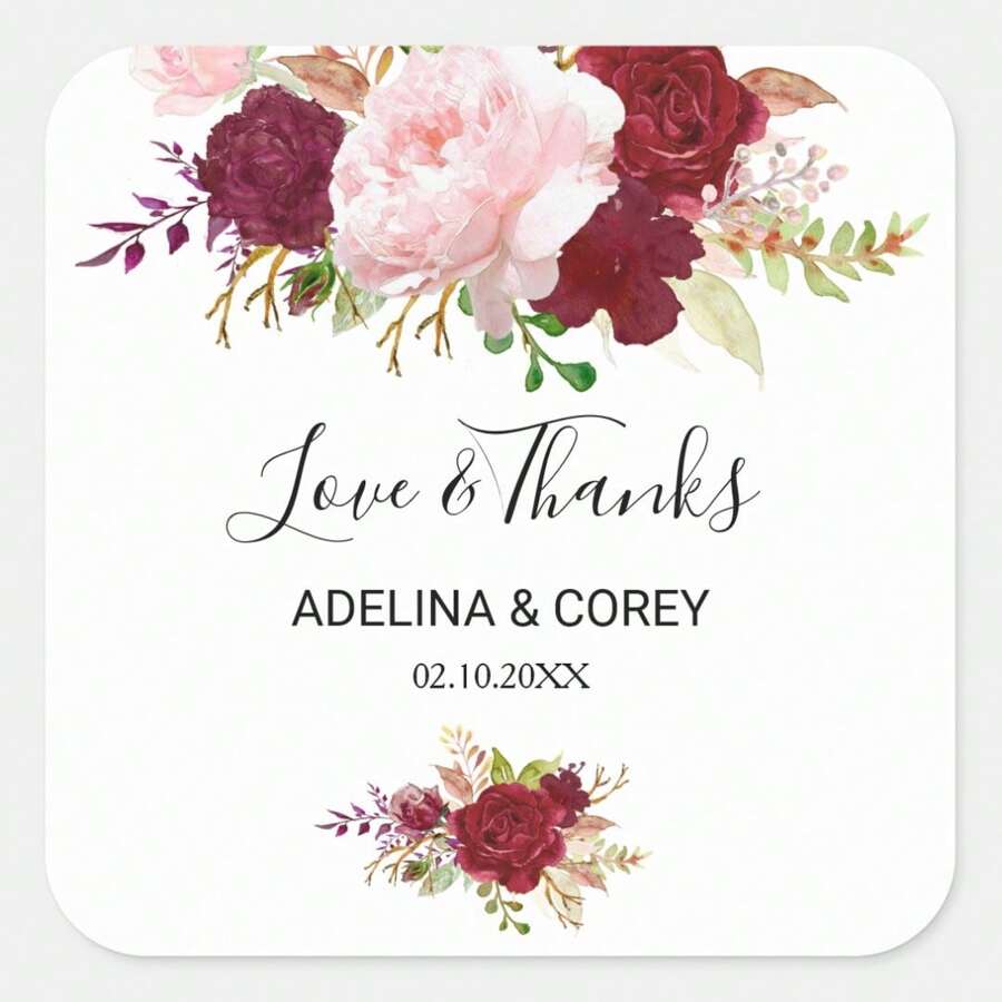 Floral Wedding Name Stickers - Customizable And Personalized Labels For ...