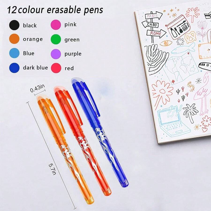 8 Colourful Erasable Unisex Pens For Correcting Handwriting, Smooth ...