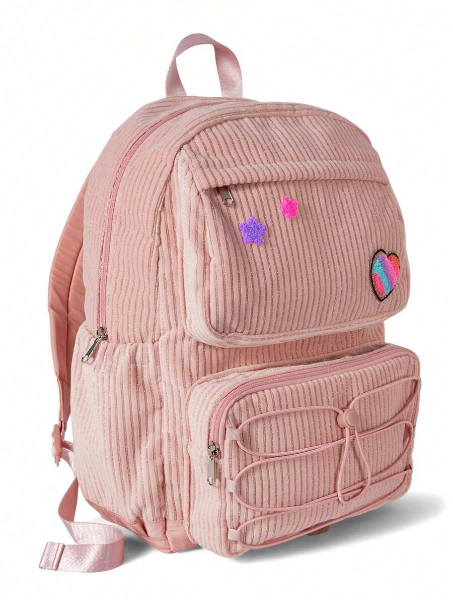 The Children's PLACE Tween Girls Shimmer Heart Corduroy Cargo Backpack ...