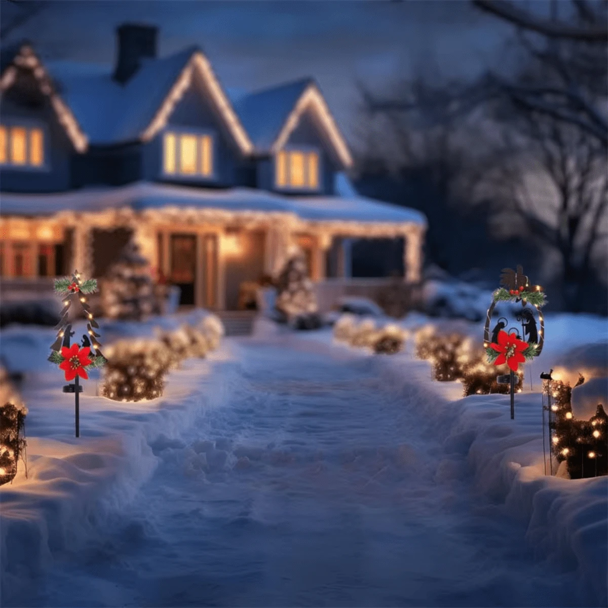 Solar Powered Nativity Scene Garden Stake Christmas Decorations Outdoor ...