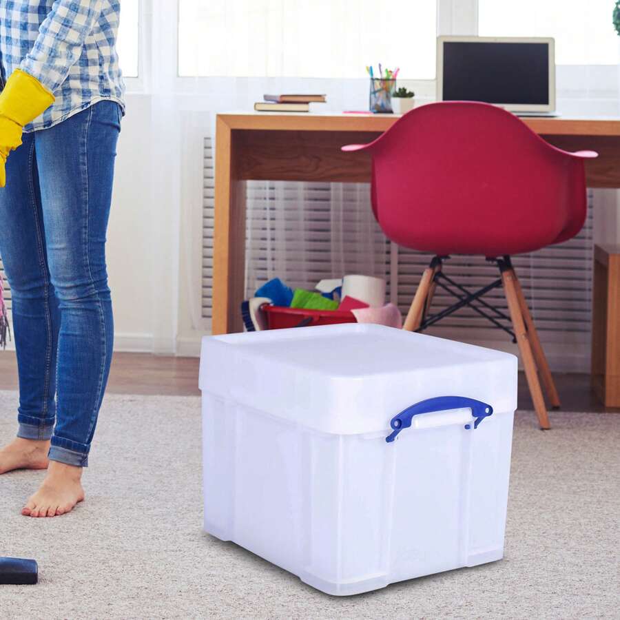 Really Useful Box Really Useful Box 35 Liter Extra Strong Plastic Storage Box With XL Lid, White ...