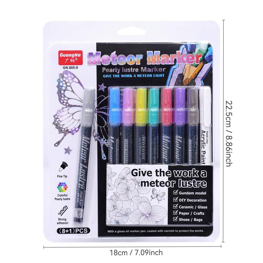 9 Colors Laser Pearl Color Marker ,Oil Based Paint Repair Pen Assembly ...