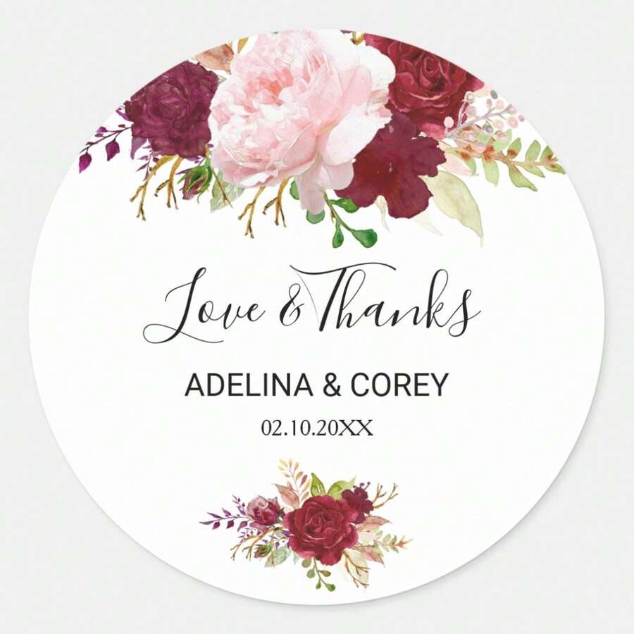 Floral Wedding Name Stickers - Customizable And Personalized Labels For ...