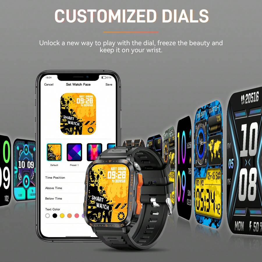 JELLOO Smart Watch For Men With LED Flashlight 3ATM Waterproof Watch 2. ...