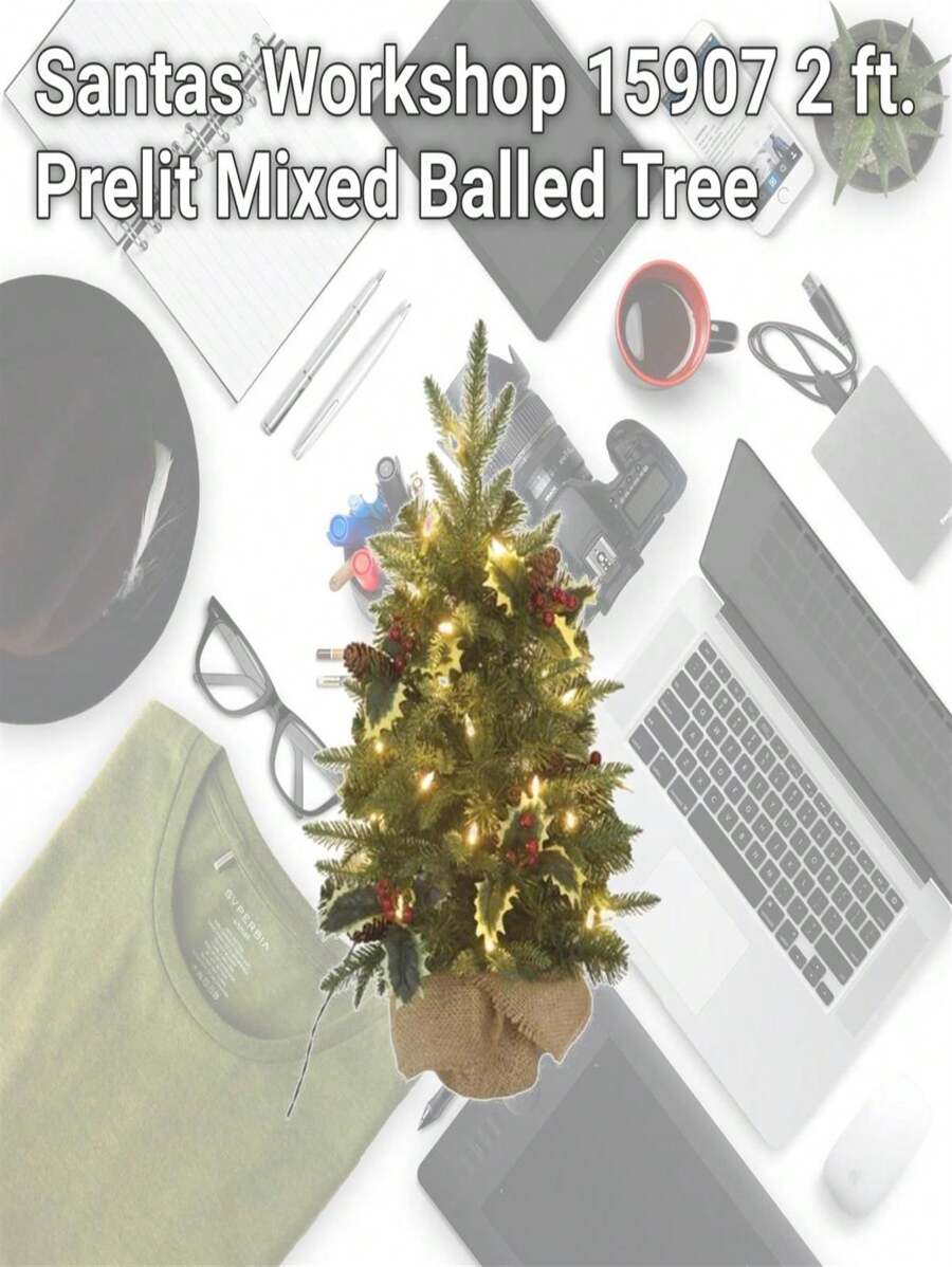 Santas Workshop 15907 2 Ft. Prelit Mixed Balled Tree | SHEIN USA