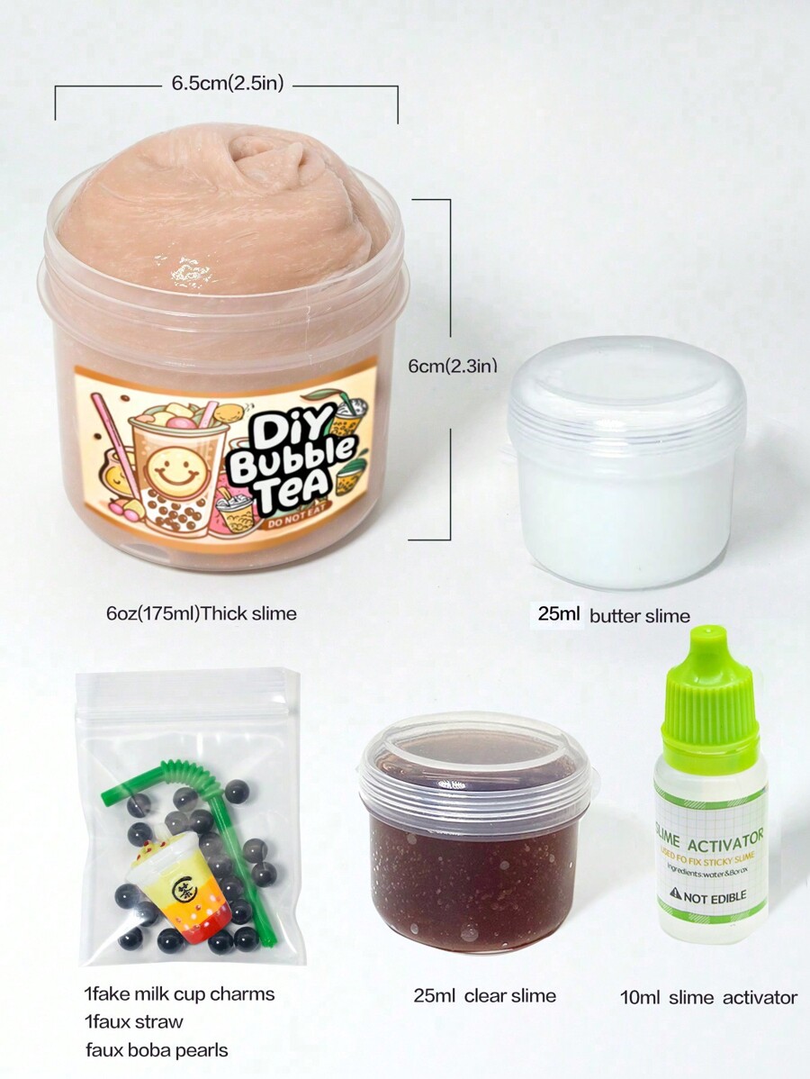 6oz+30ml+25ml Diy Slime, Fidget Food Simulation Series – Bubble Tea ...