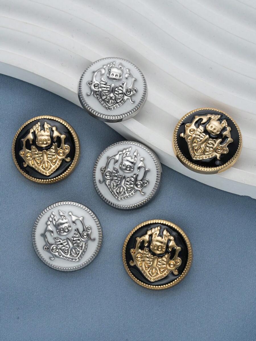 6pcs Embossed Metal Buttons For Suits, Coats & Uniforms - British Style ...