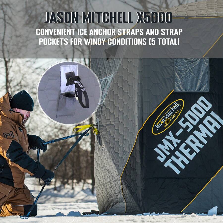 Clam CLAM Jason Mitchell X5000 Portable 9 Ft 6 Person Ice Fishing ...