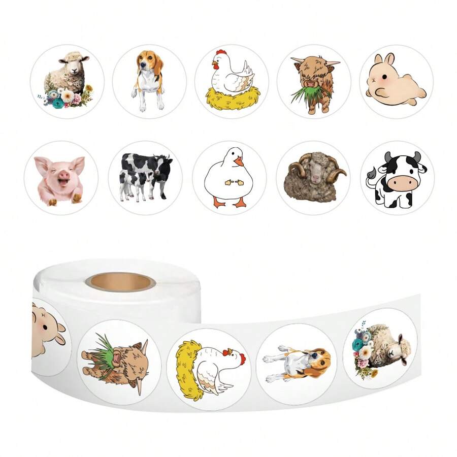 500PCS Farm Animals Stickers Roll Vinyl Aesthetics Stickers For ...