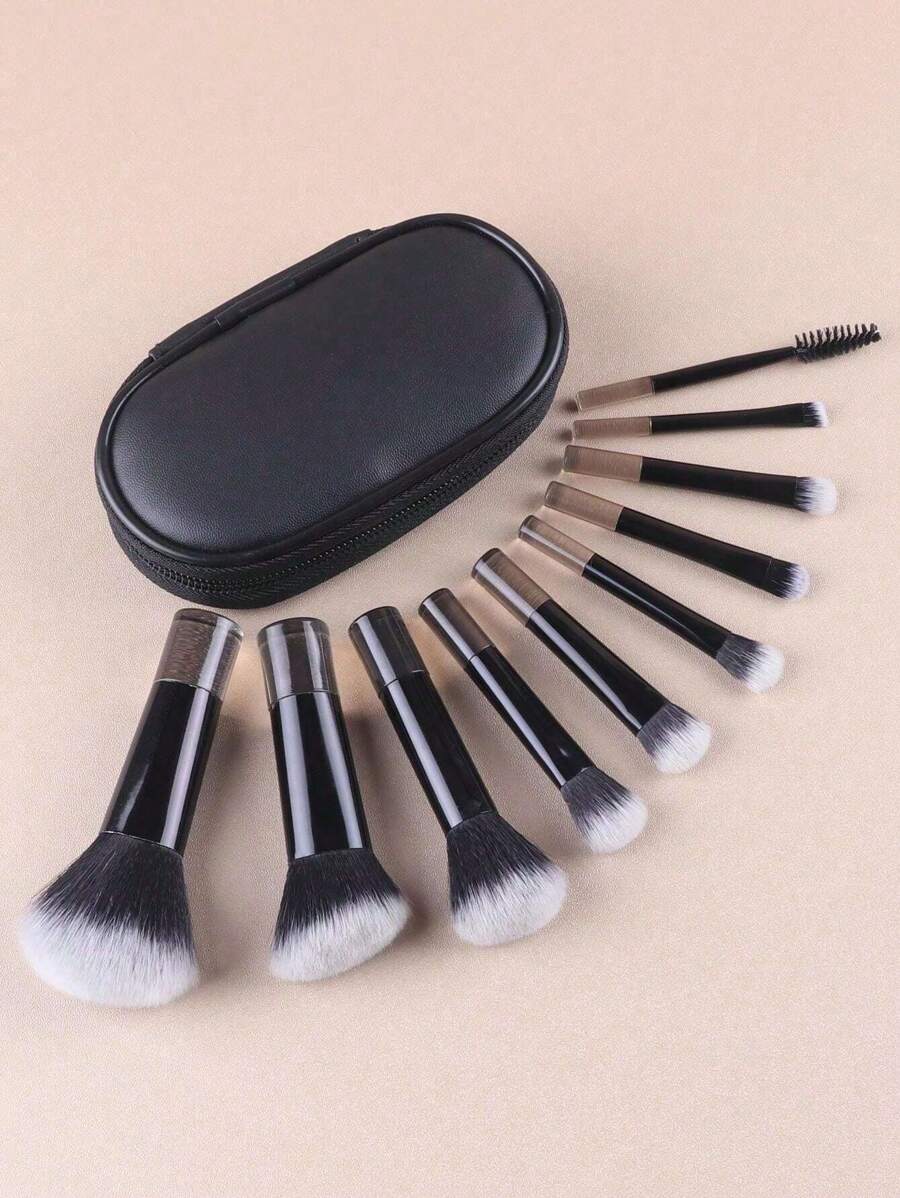 10pcs Multicolor Mini Makeup Brushes With Crystal Handle, Short Handle ...