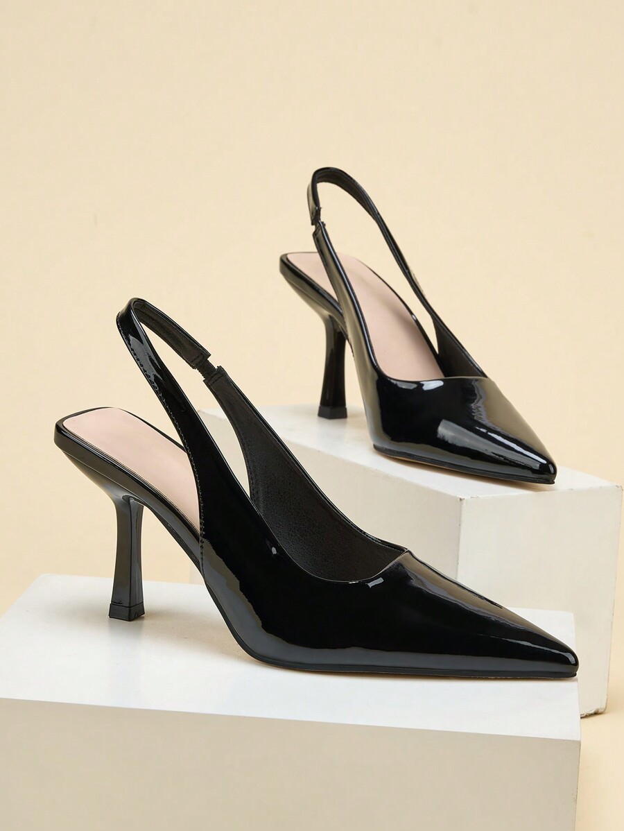 Women's Pointed Toe Thin Strap Backless Slingback Pumps, High Heels For ...