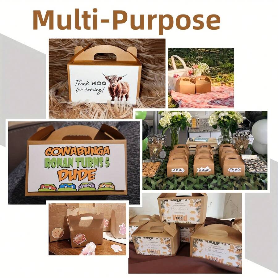 30 Pcs 6 X 3.5 X 3.5 Gable Treat Boxes Cardboard Paper With Handles ...