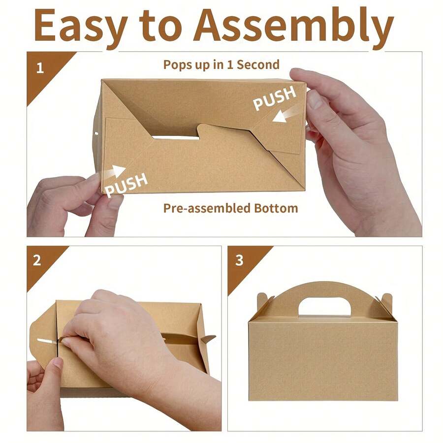 30 Pcs 6 X 3.5 X 3.5 Gable Treat Boxes Cardboard Paper With Handles ...