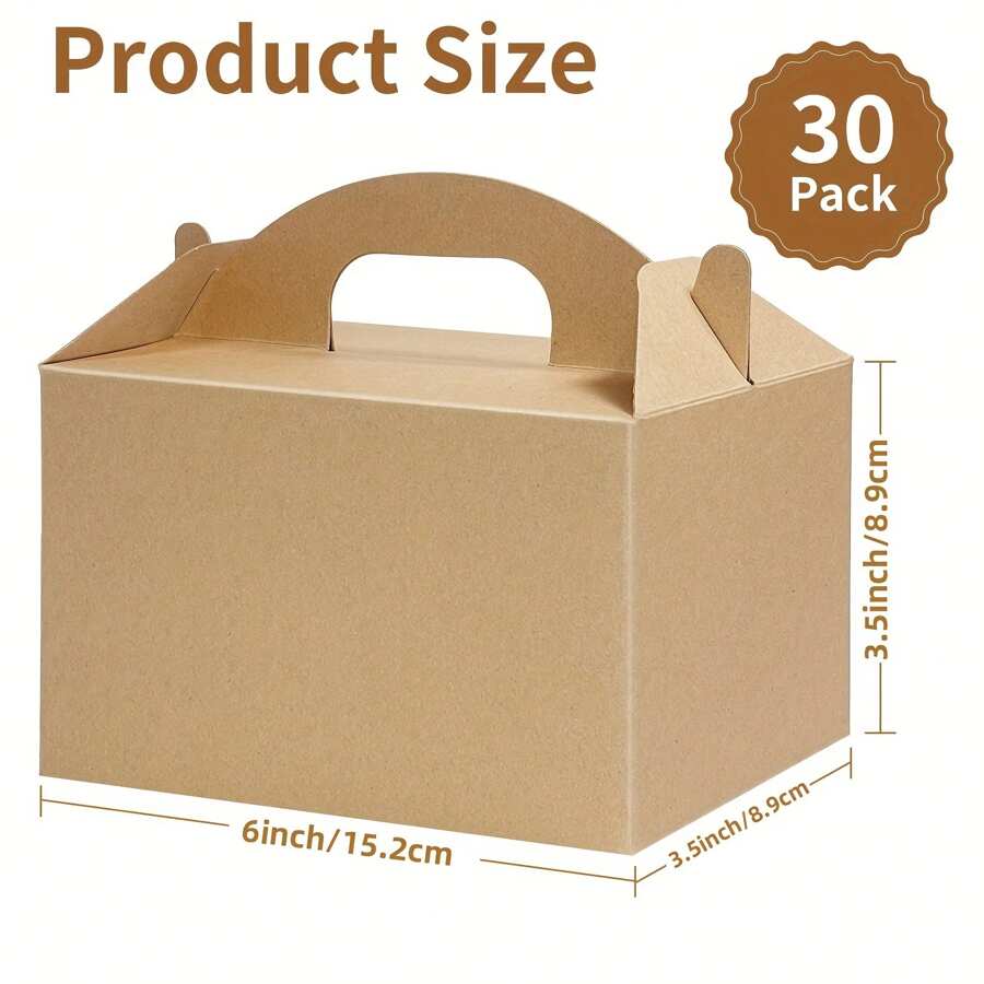 30 Pcs 6 X 3.5 X 3.5 Gable Treat Boxes Cardboard Paper With Handles ...