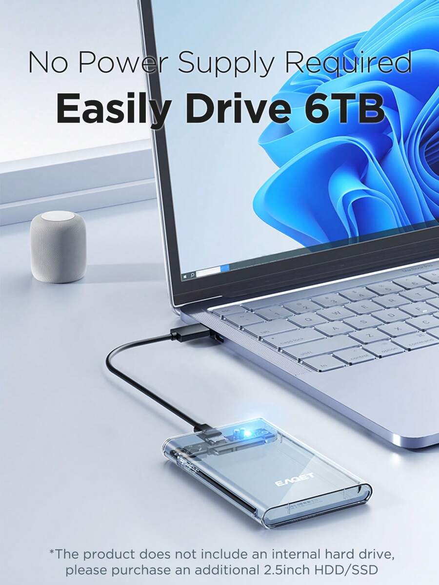 Eaget 2,5" Externe Festplatten-Gehäuse USB 3.0 zu SATA III Festplatten-Gehäuse für 2,5 Zoll SATA ...