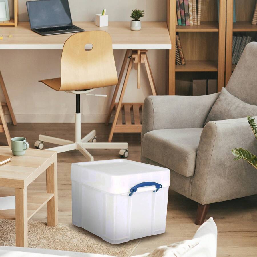 Really Useful Box Really Useful Box 35 Liter Extra Strong Plastic Storage Box With XL Lid, White ...