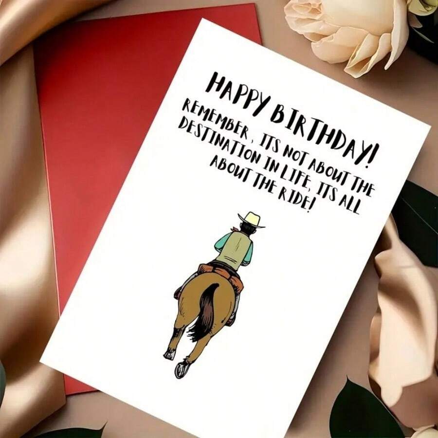 1pc Fun Cowboy Birthday Card, Cowboy Card, Cowboy Birthday, With ...